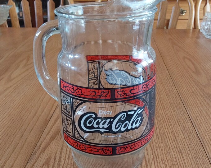 Vintage Glass Coca-cola Pitcher With Amazing Black Red and White ...