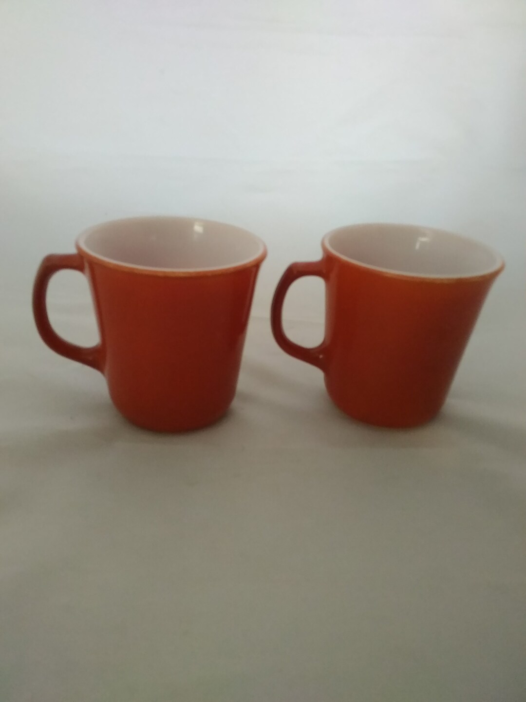 A Matching Set of Burnt Orange Persimmon Pyrex Handled Mugs With a ...