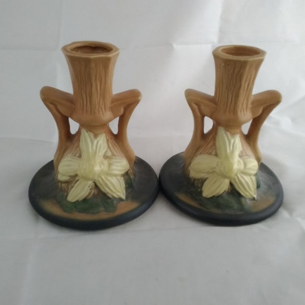 Roseville Pottery Candlesticks 1159 - Etsy