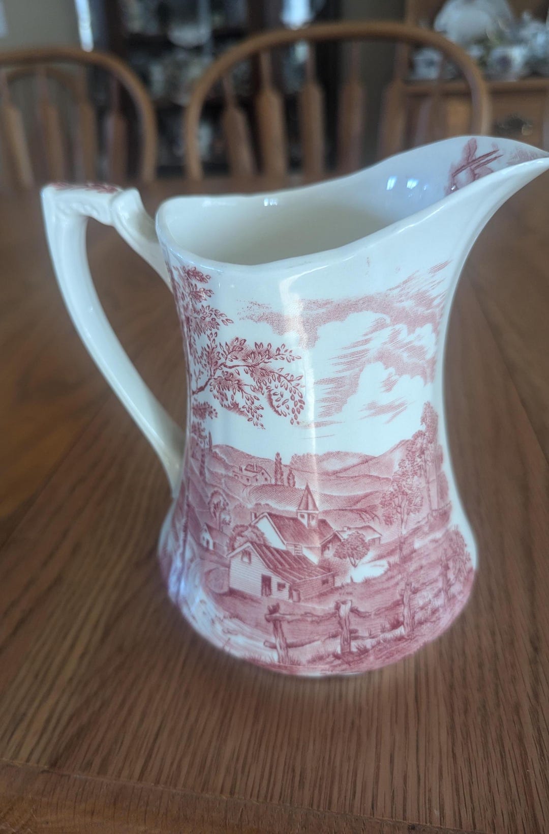 A Alfred Meakin Pitcher, 7 Tall, Titled reverie a Red Transferware ...