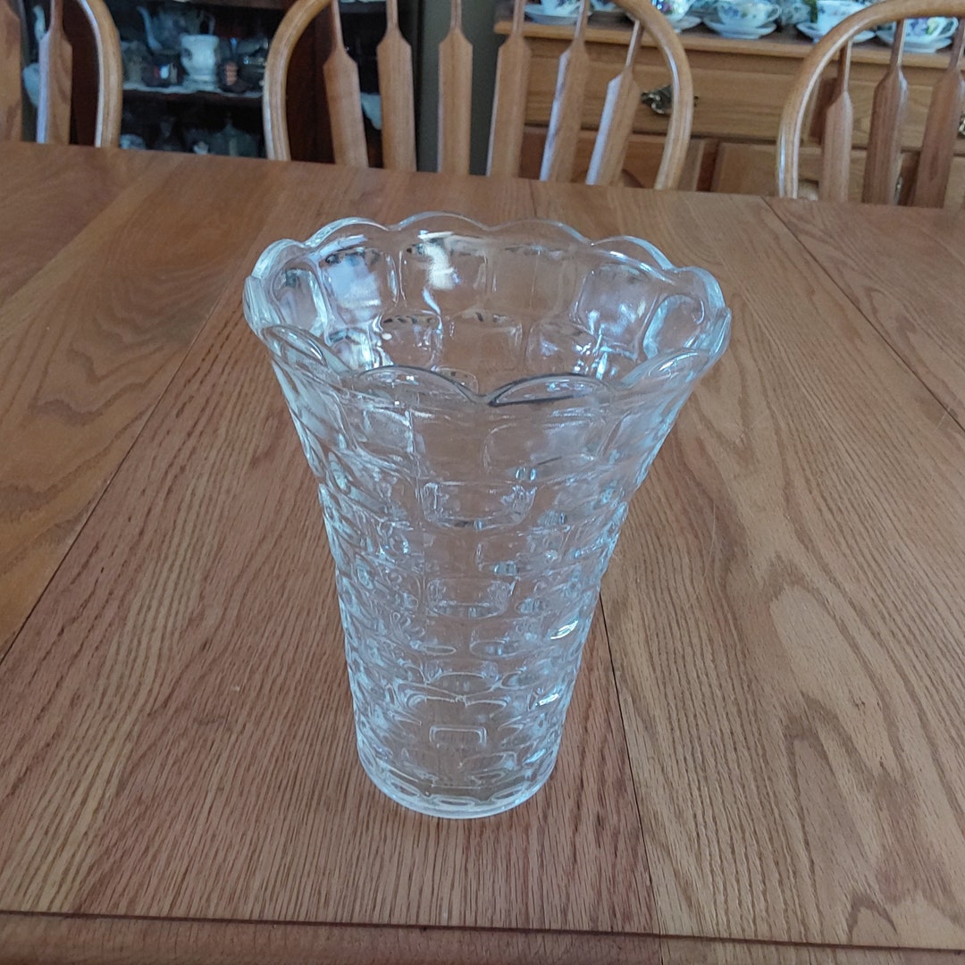 An 8 Inch Tall Clear Federal Glass Vase in the Thumbprint Colonial ...