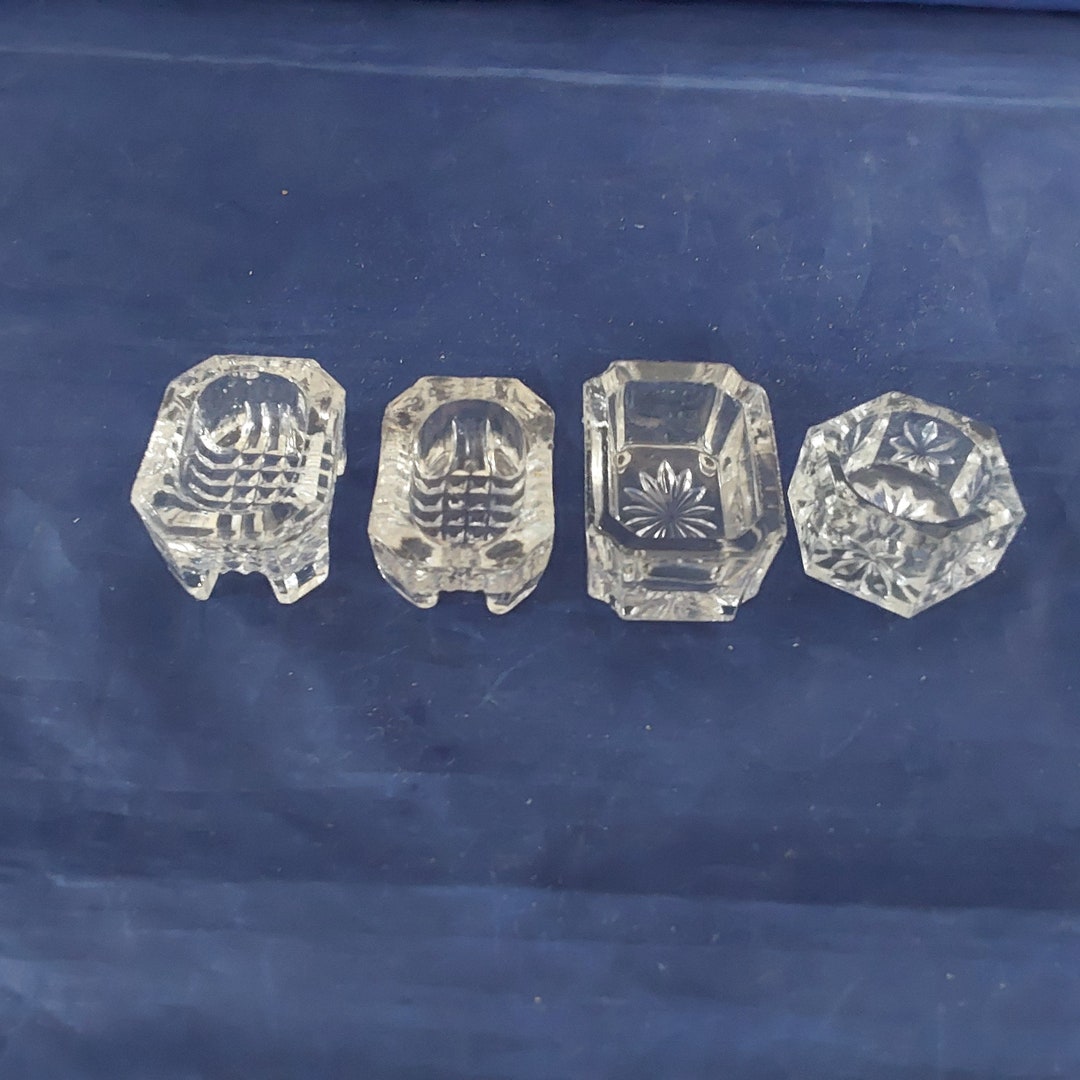 Selling as a Set 4 Glass Salt Cellars, 3 Rectangular Footed and 1 ...