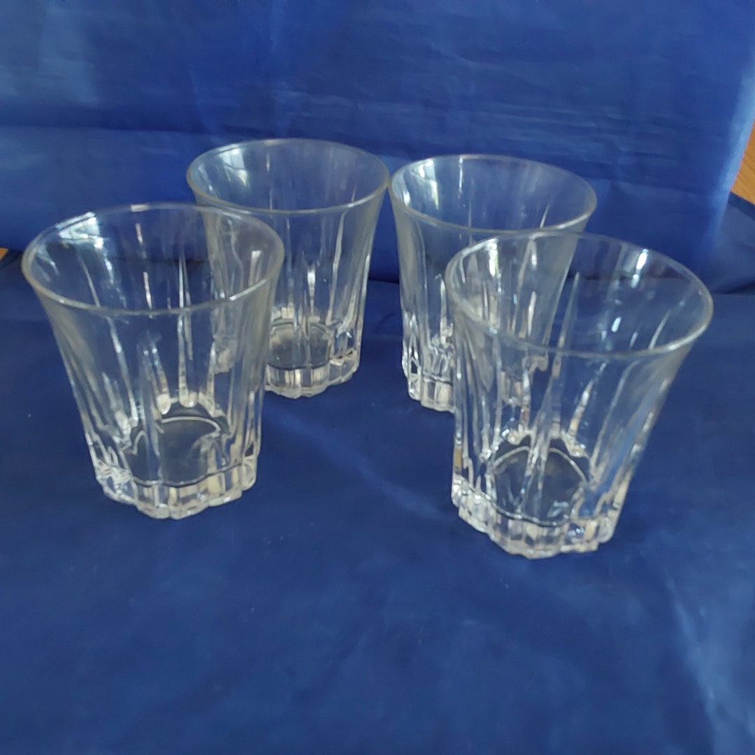 Marked Luminarc USA, is a Set of 4 Clear 4.25 Inch Tall Flat Bottomed ...
