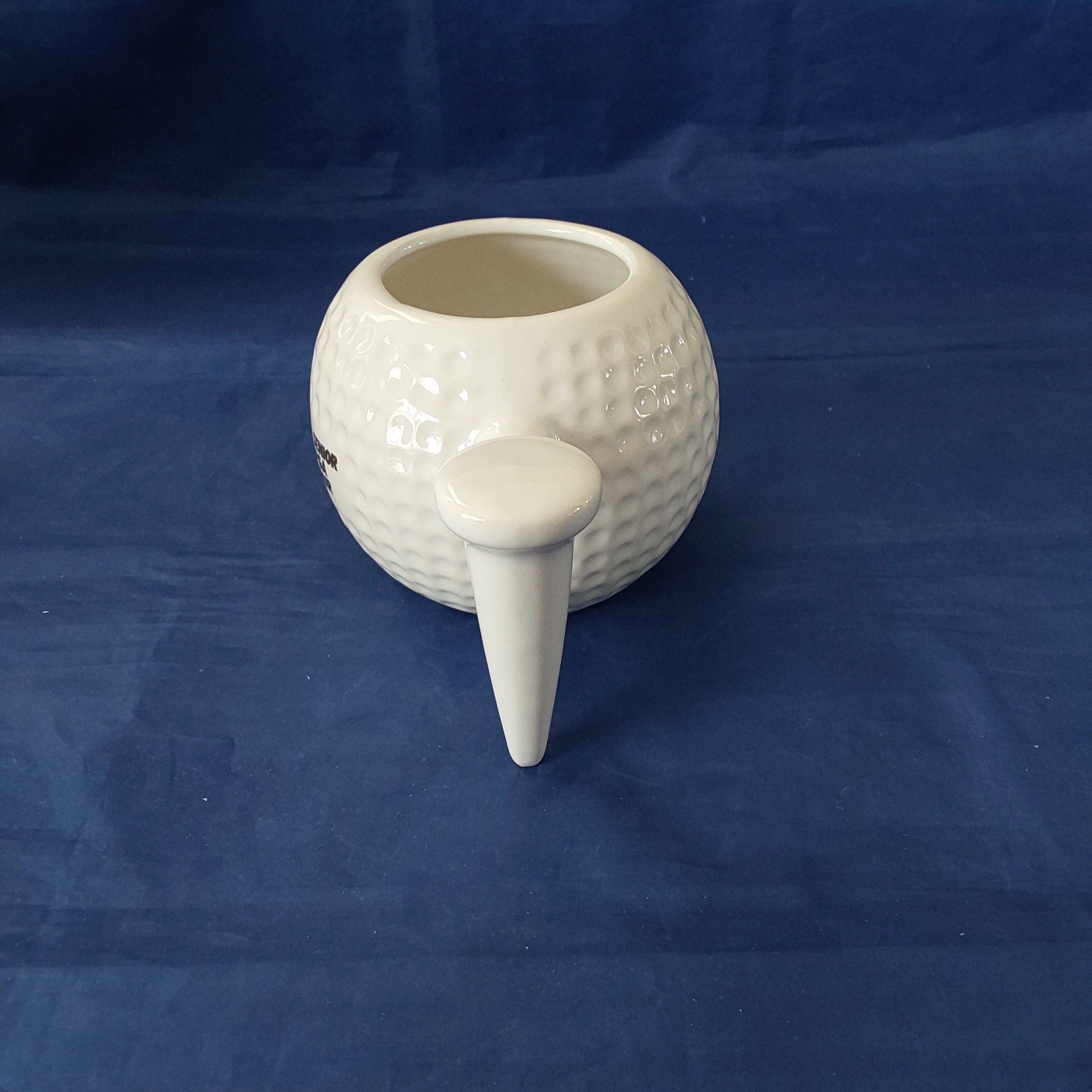 A White Ceramic Golf Ball Shaped 15 Oz Mug With a Golf Tee for a Handle ...