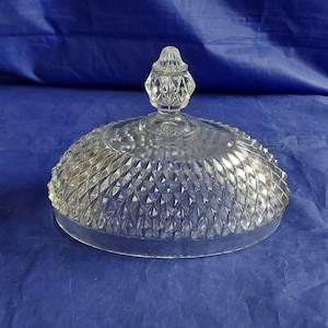 An Indiana Glass Diamond Point Designed Oval Butter Dish Lid With the ...