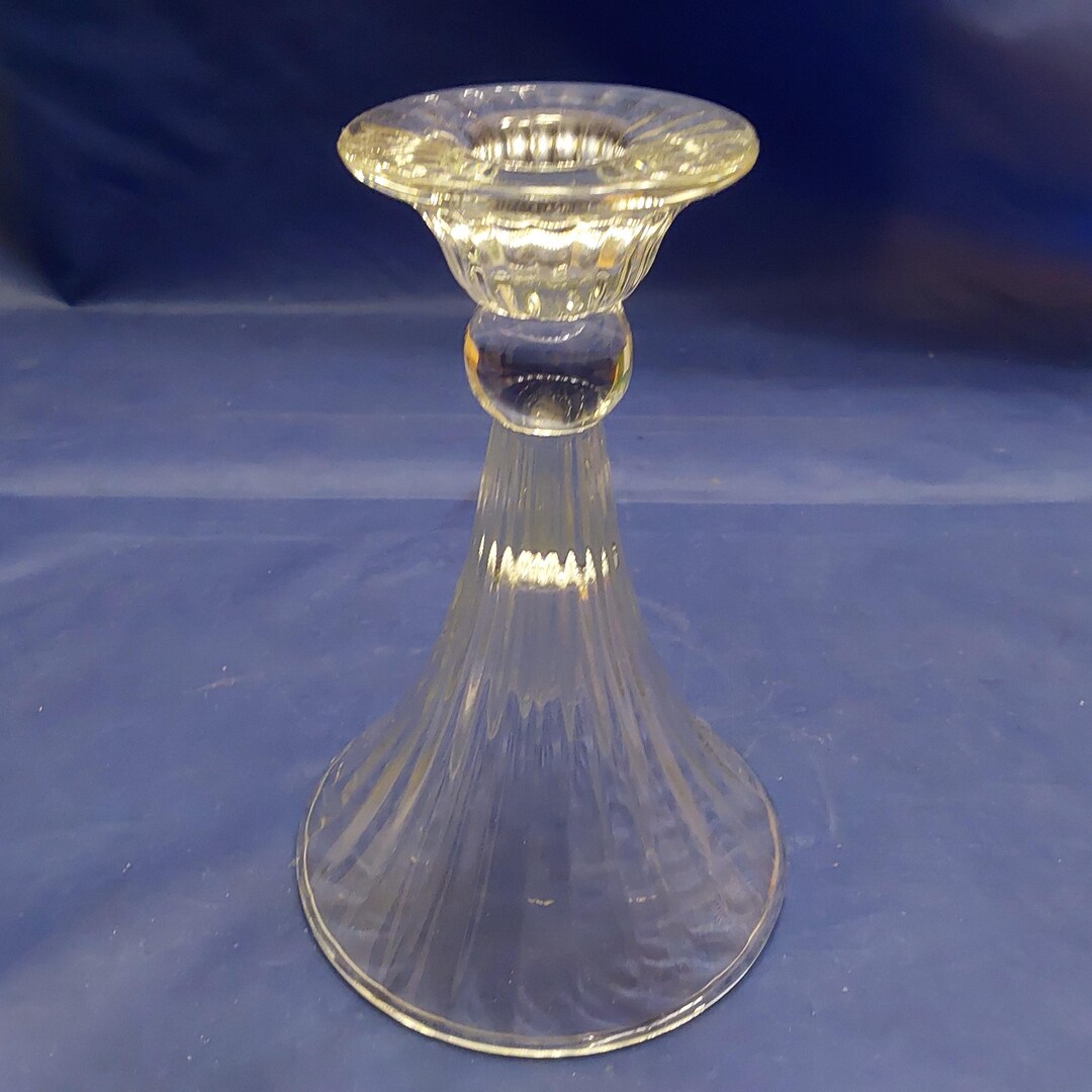 A 6 Inch Tall Candlestick Holder With a Wide Flared Base With Ribbing ...