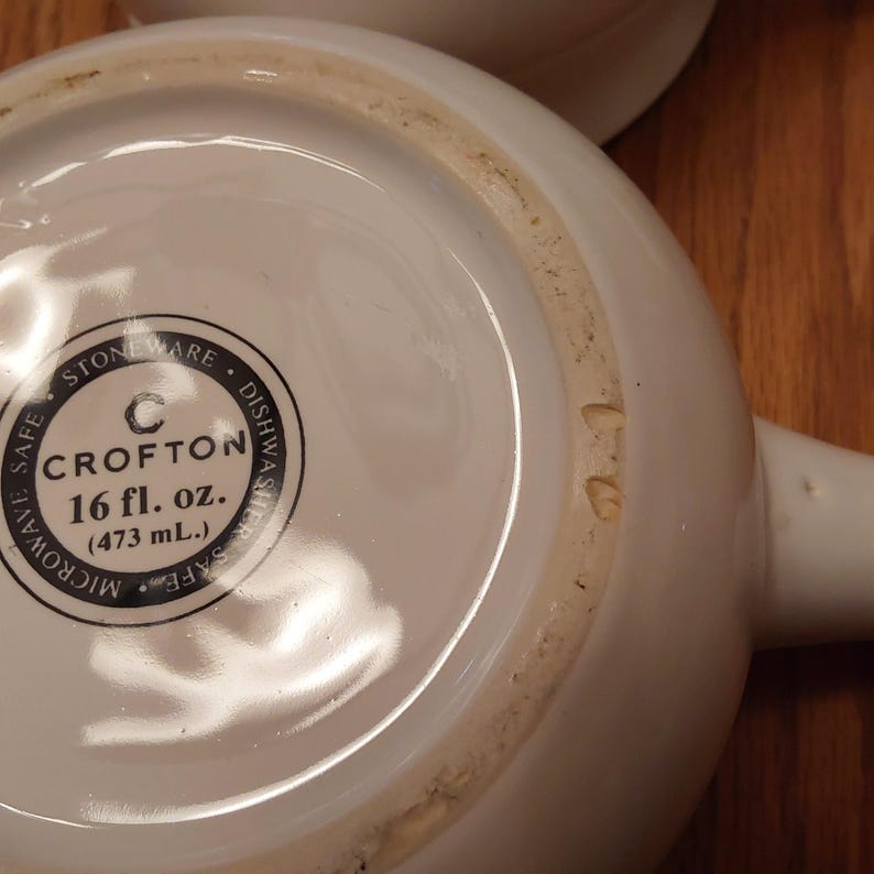 A Pair of Crofton 16 Oz White Ceramic Handled Soup or Chili Bowls, That ...