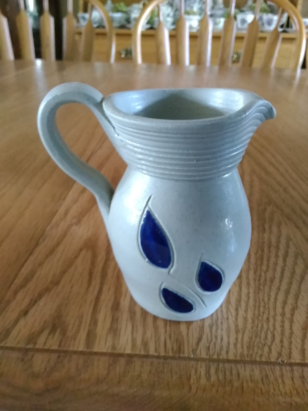 A Williamsburg Gray Salt Glazed Pottery 3 Oz Handled Creamer With a ...