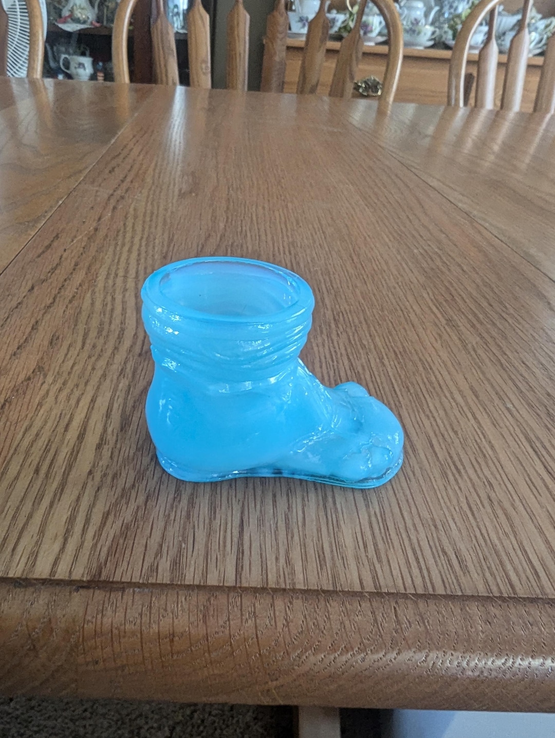 A Boyd Aqua Blue Opalesant Glass Hobo Boot Toothpick Holder. MG 424 - Etsy