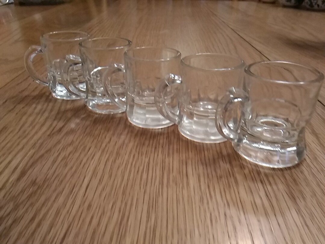 Set of 5 Miniature Shot Glass Beer Mugs, Attributed to Federal Glass ...