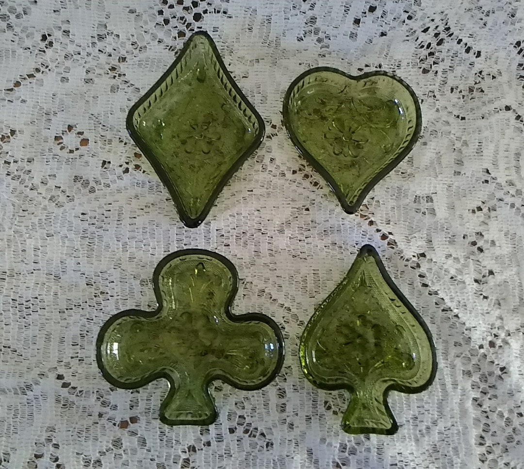 A Set of 4 Green Indiana Glass Nut Cups for Card Game in the - Etsy