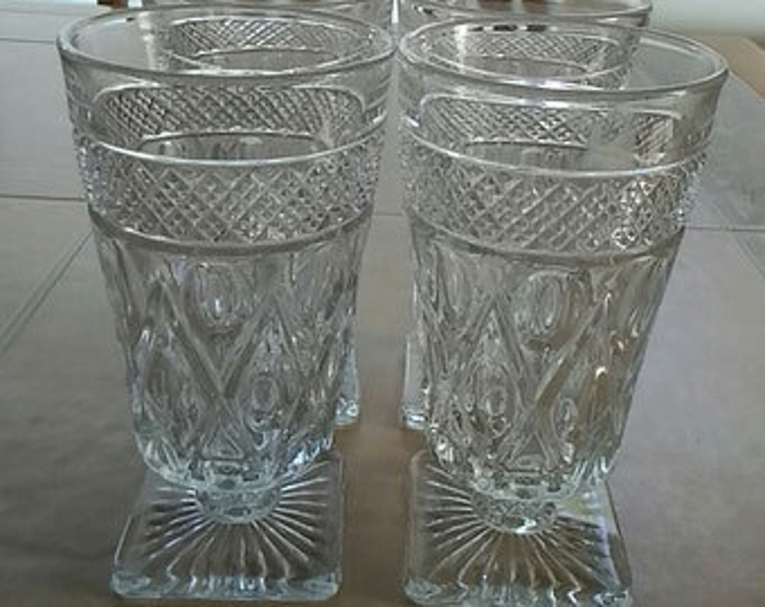 Set of 7 Clear Indiana Glass Stemmed Glasses in the Park Lane Pattern ...