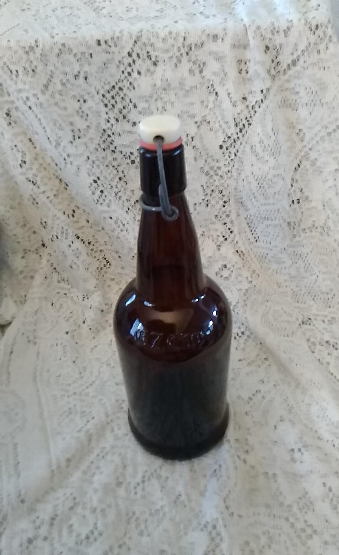 A Brown Beer Glass Bottle With an E Z Cap Ceramic and Rubber Latch Lid ...