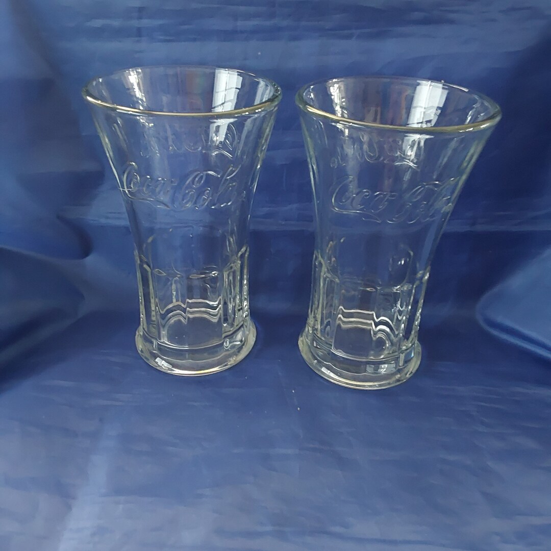 Set of 4 Heavy Clear 14 Oz Coca-cola Fountain Glasses by Libbey Glass ...