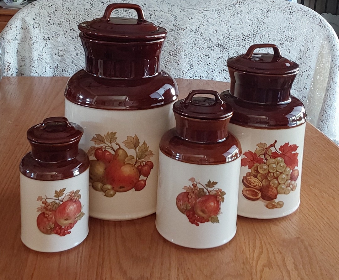 Mccoy Pottery 4 Pc Milk Can Style Canister Set With Rubber Sealed Lid ...