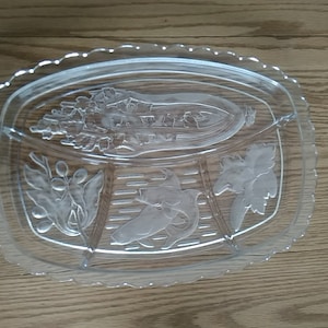 A 15 Inch Rectangular Frosted and Clear Relish Tray With With a Wide ...