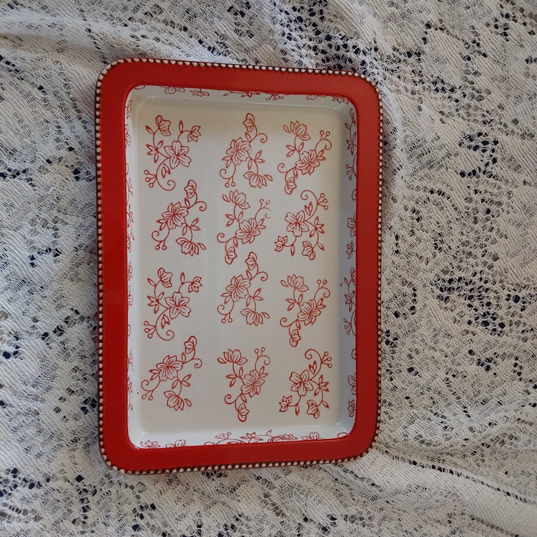 Temptations by Tara, is a Red Floral Lace Patterned 10.25" by 7.5 ...