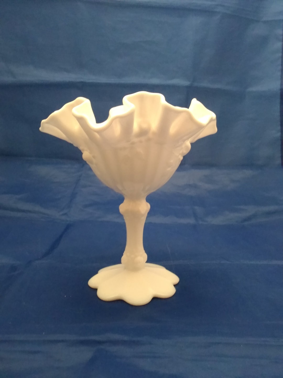 A Stemmed Fenton White Milk Glass Compotes of Embossed Roses - Etsy