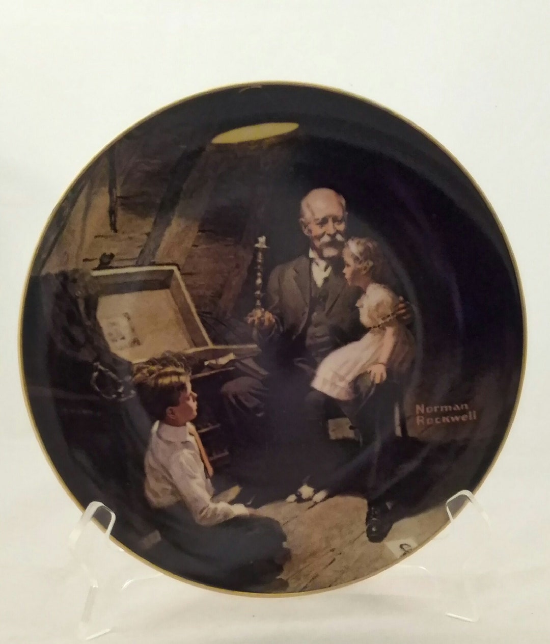 An 8.5" Norman Rockwell Collector Plate...grandpa's Treasure Chest ...