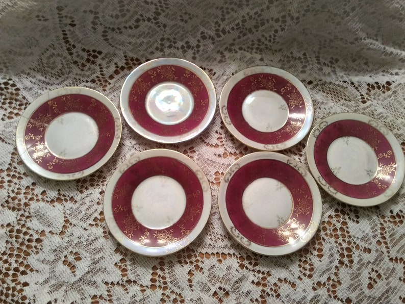 A 15 Piece Porcelain Tea Set in White Maroon and Gold - Etsy