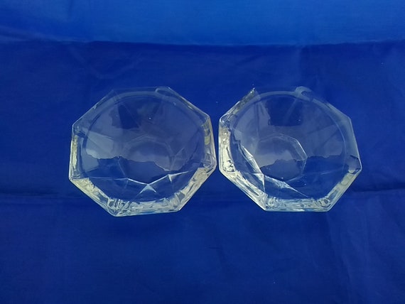 Matching set of glass octagon MCM ash trays. Misc 276 | Etsy