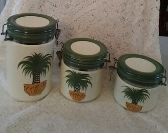 Palm Tree Kitchen Canister Set - Etsy