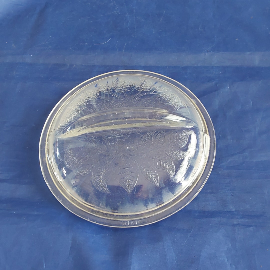 Clear Glass Round Marked Pyrex Replacement Lid With Leaf Design Around ...