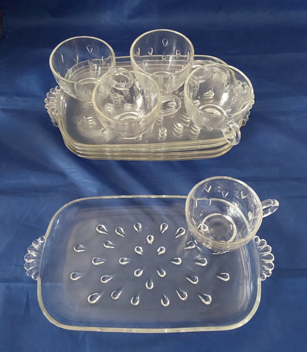 A Set of 5 Hazel Atlas Rectangular Glass Plate Snack Sets in the ...