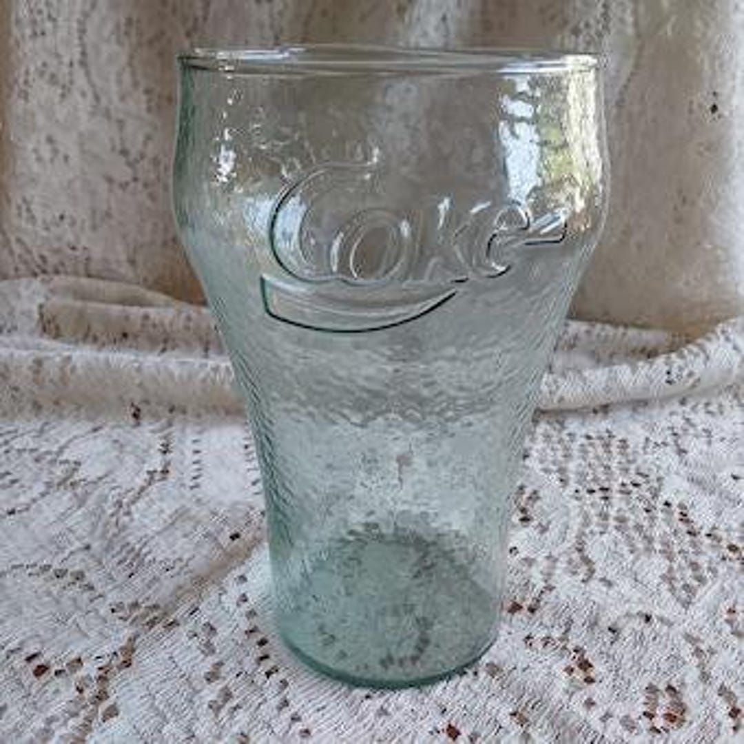 SUPER Sized 32 Oz Green Textured 7 Inch Tall Glass With Coke on One ...