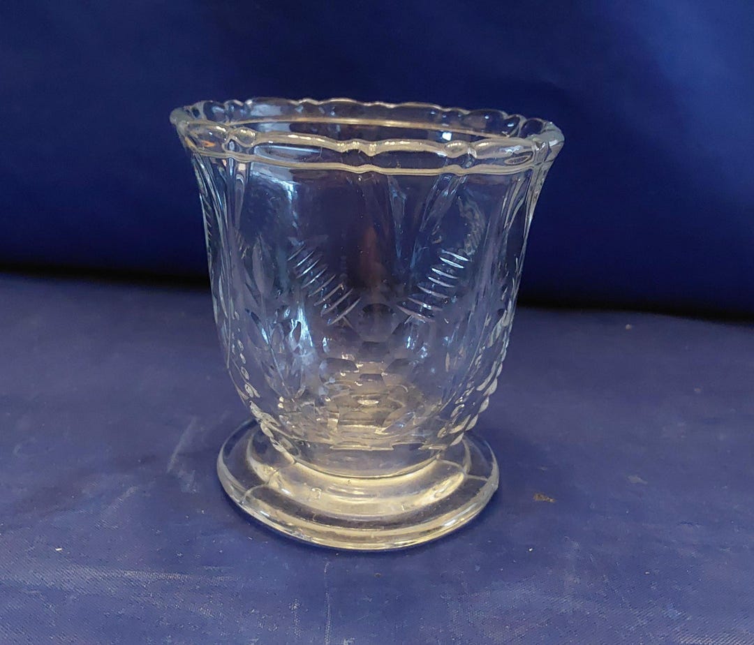 A Marked Heisey Glass Vintage Footed Toothpick Holder With Etched ...