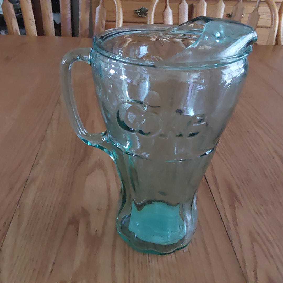 A Coca Cola / Coke 64 Oz Transparent Green Ribbed Pitcher From the 90's ...