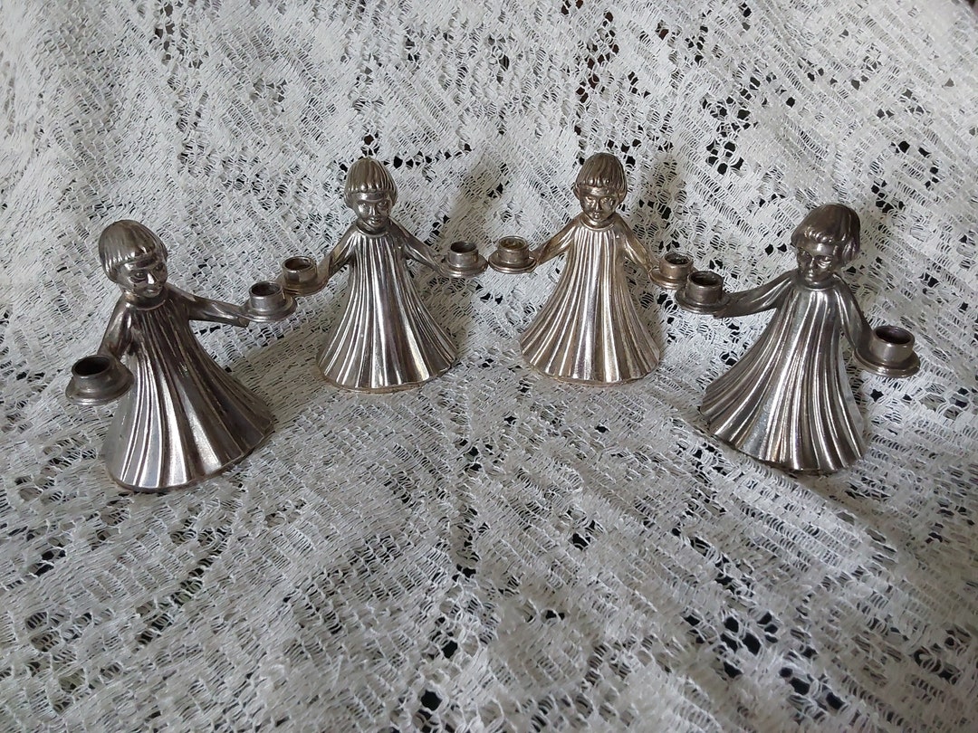 Marked on the Inside itay, is a Set of 4 Heavy Cast Metal Choir Girls ...