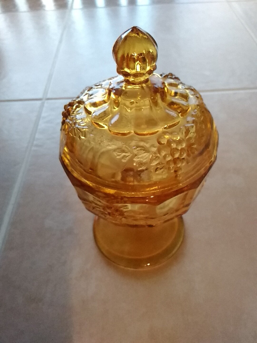 Amber Colored Stemmed Compote With Lid. Misc 167 - Etsy