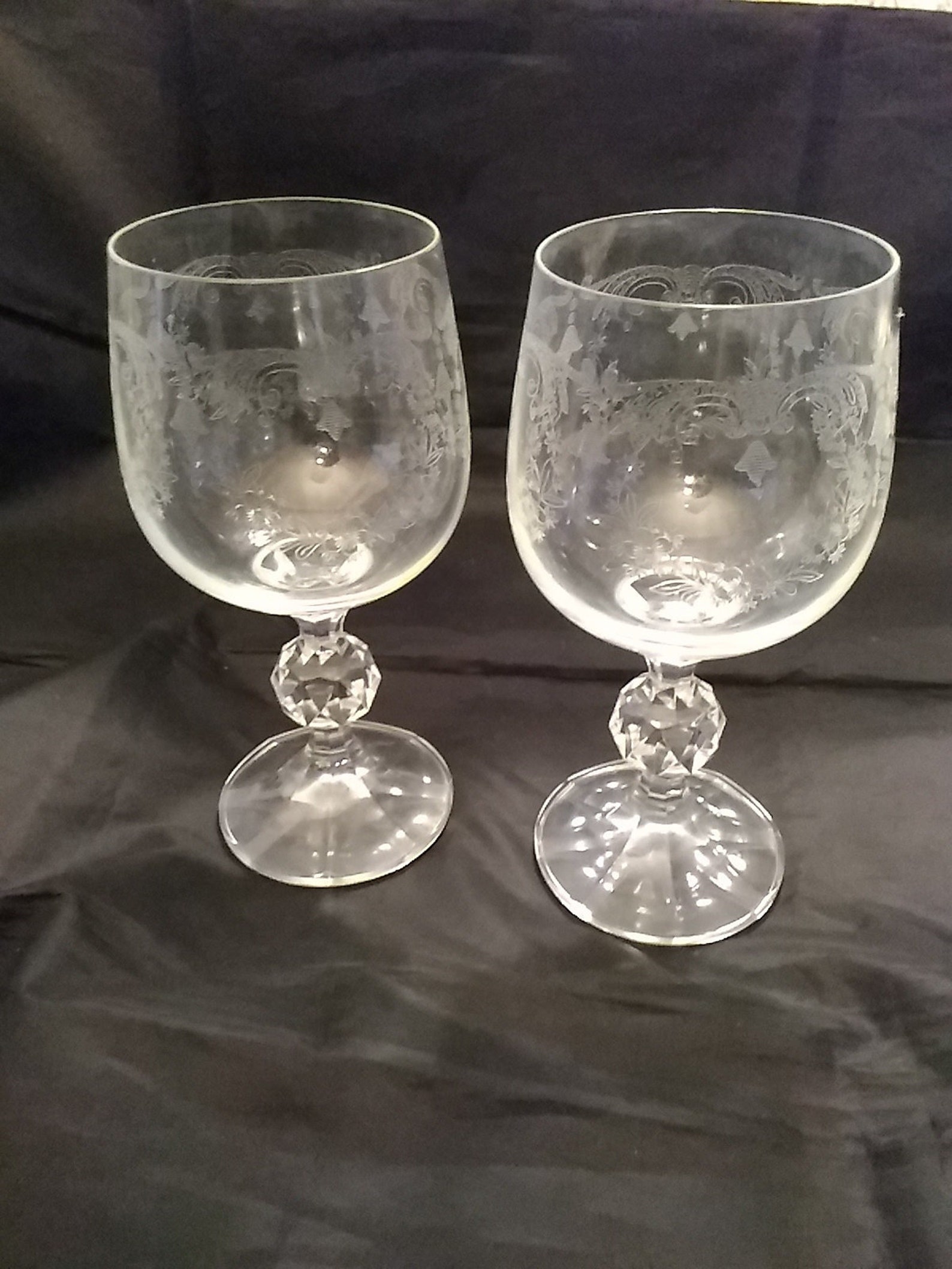 A Matching Set of 2 Crystal Ball Stemmed 8 Oz Goblets in the - Etsy