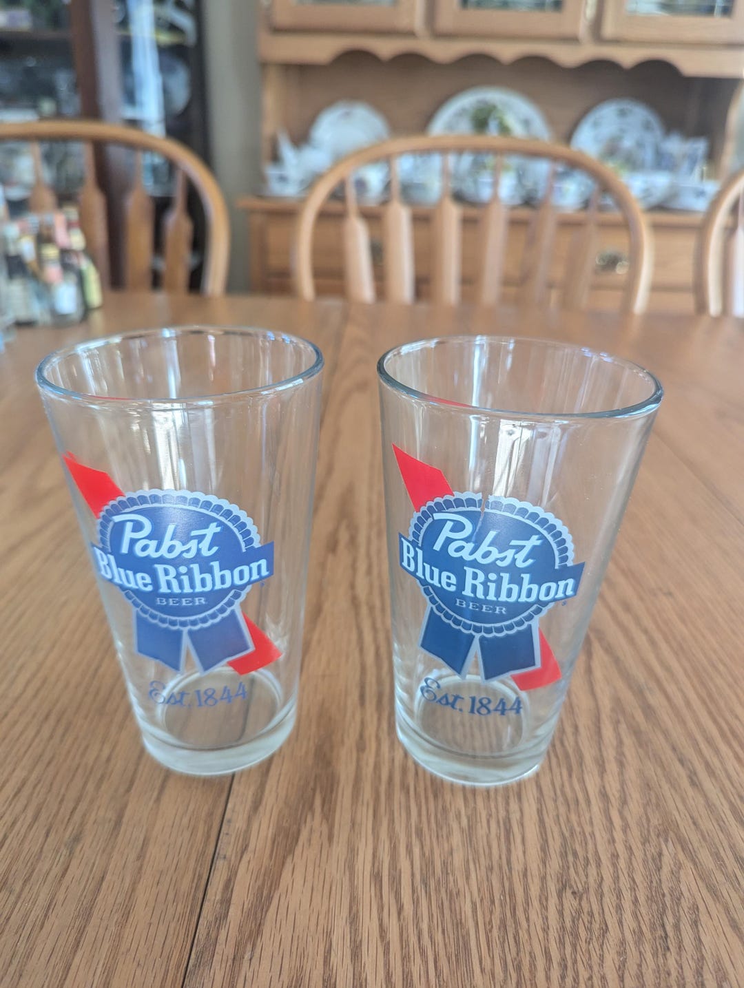 A Pair of 16 Oz Pabst Blue Ribbon Beer Glasses. Bar 1263 - Etsy