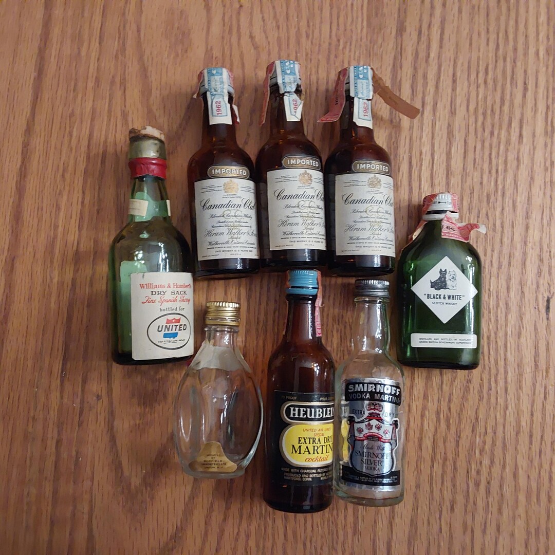 Selling as a Set of 8 Empty Small Liquor Bottles With Their Original ...