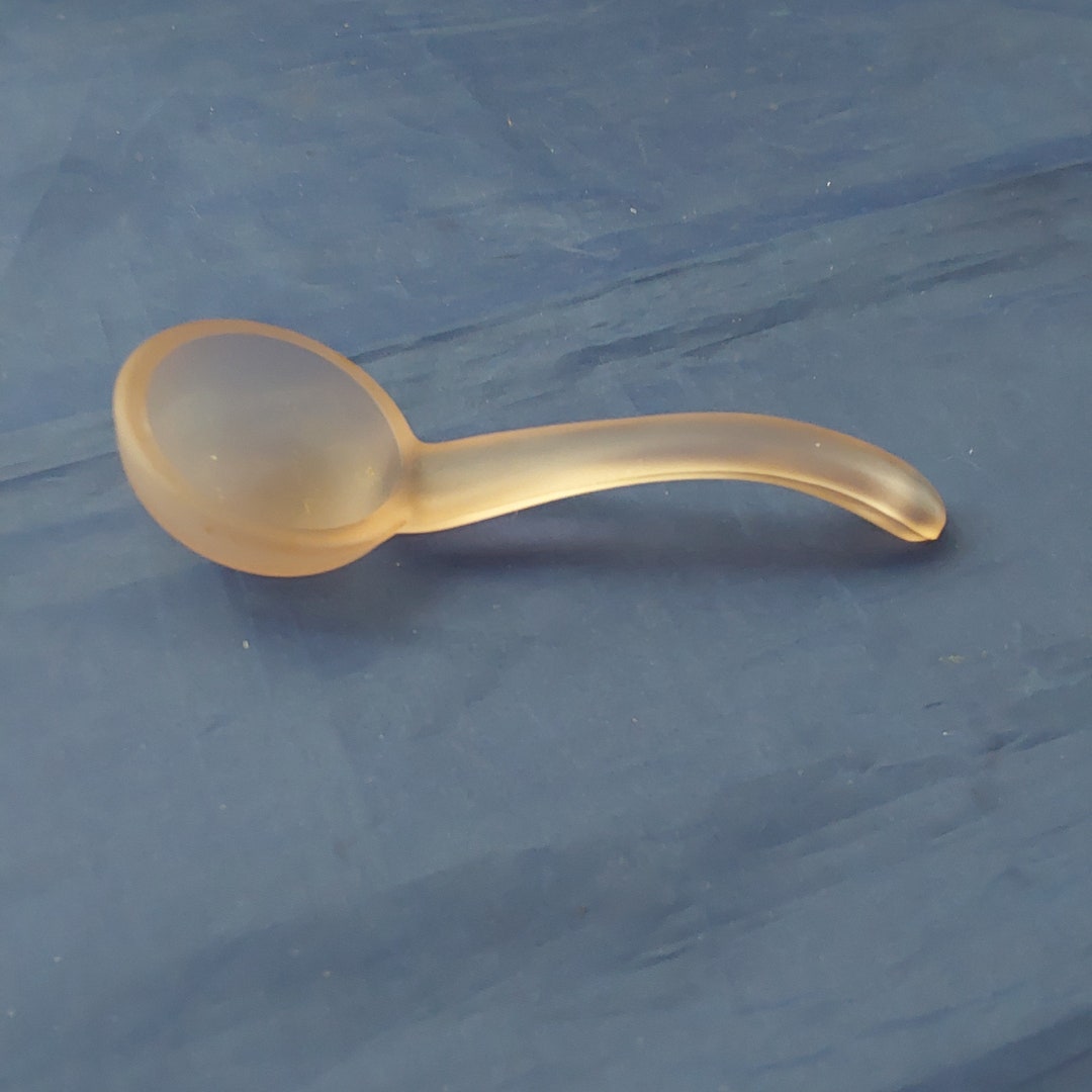 A Mayonnaise Spoon or Ladle That is Pink Frosted or Satin Glass That is ...