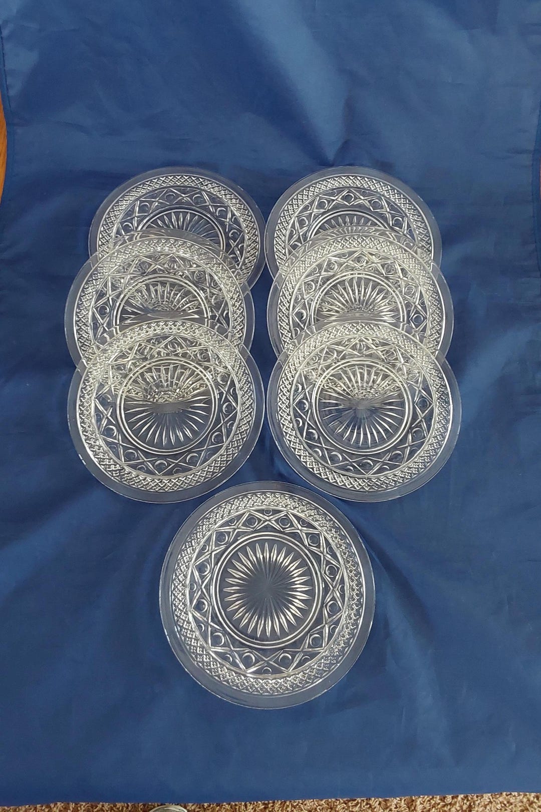 A Set of 7 Imperial Glass Cape Cod Patterned Clear 6.75" Glass Bread ...