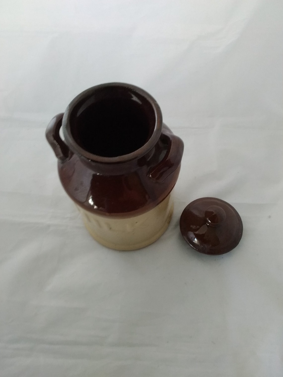Tri-colored Stoneware Crock With Lid That Has MILK Embossed in the ...