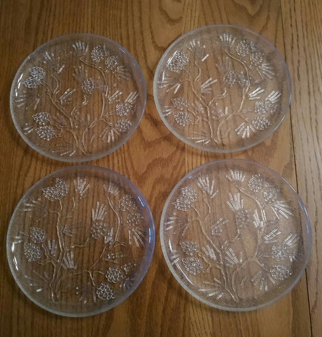 Tiara Clear Ponderosa Pine Design Are 4 Matching 8" Luncheon or Dessert ...