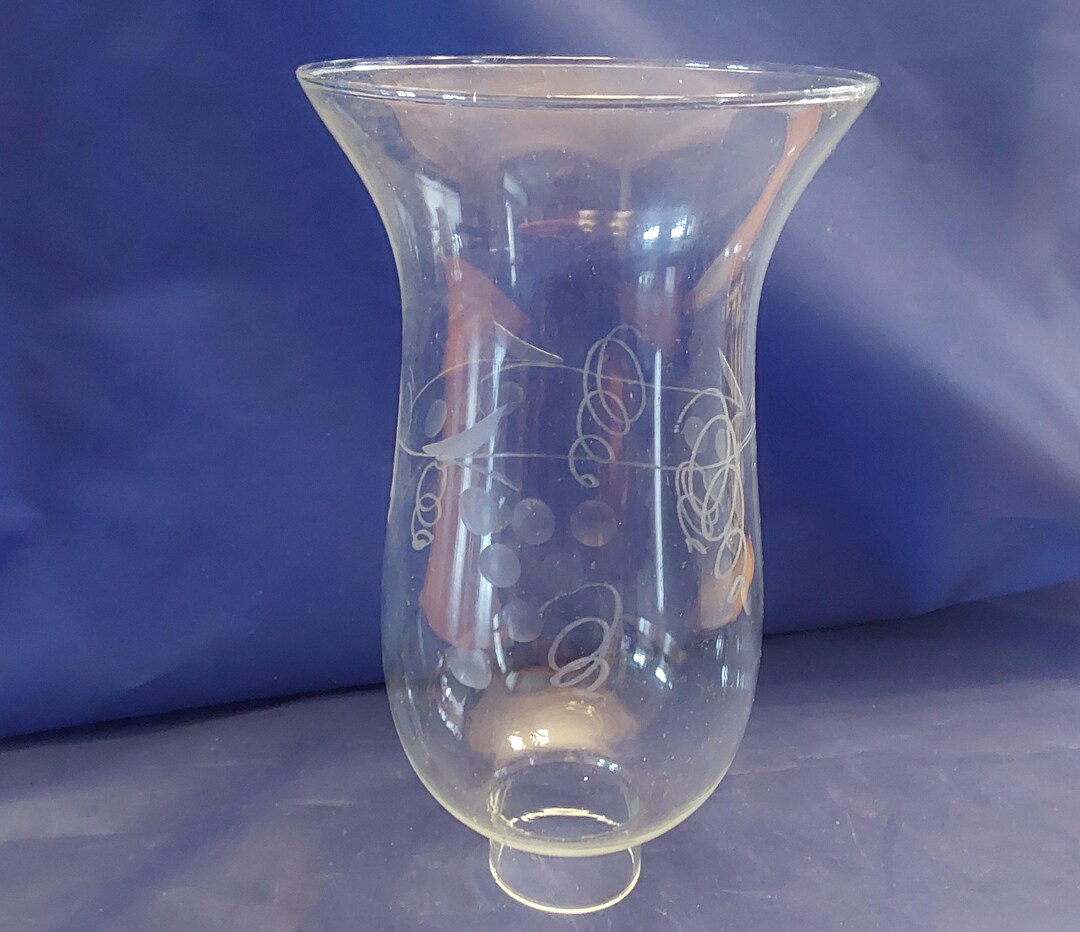 An Etched 8 Tall Glass Chimney for a Candleholder With a Grape Design ...