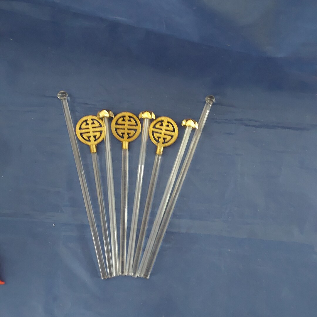 Glass Swizzle Sticks. the 3 Gold Star Sticks Are 7.5". the 3 Gold ...