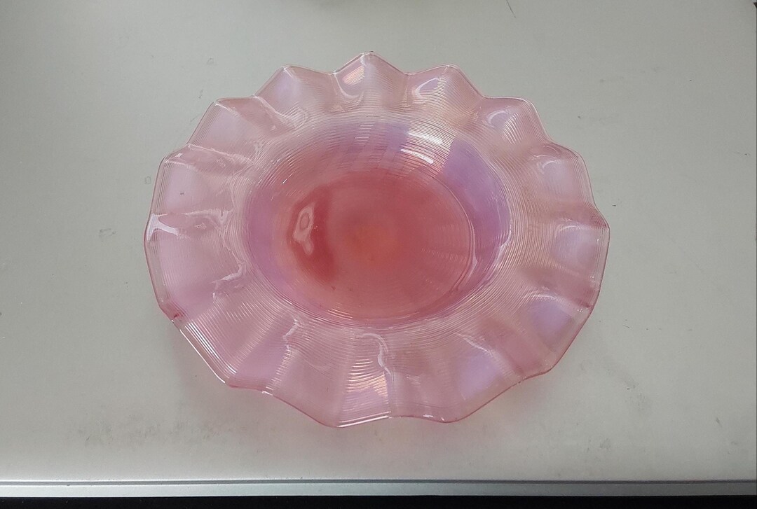 An Antique Boston Sandwich Lutz Glass Underplate in a Pink Opalescent ...