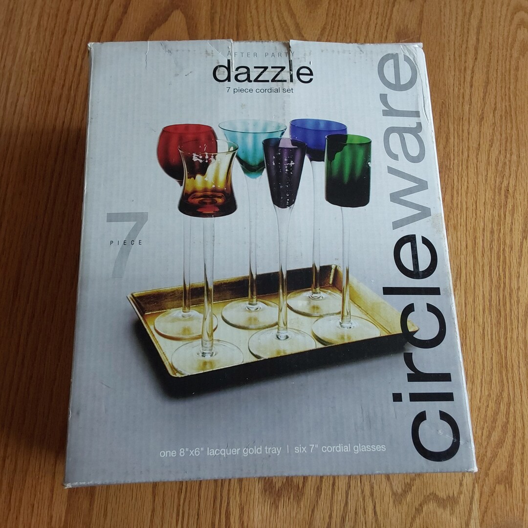 A Circleware Boxed 7 Pc Set of 6-7" Tall Clear Stemmed Different ...