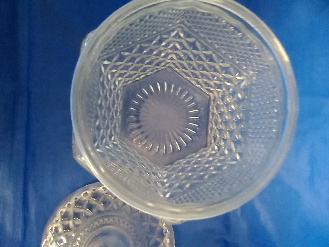 An Anchor Hocking Large Clear Glass Hexagon Shaped Wexford - Etsy
