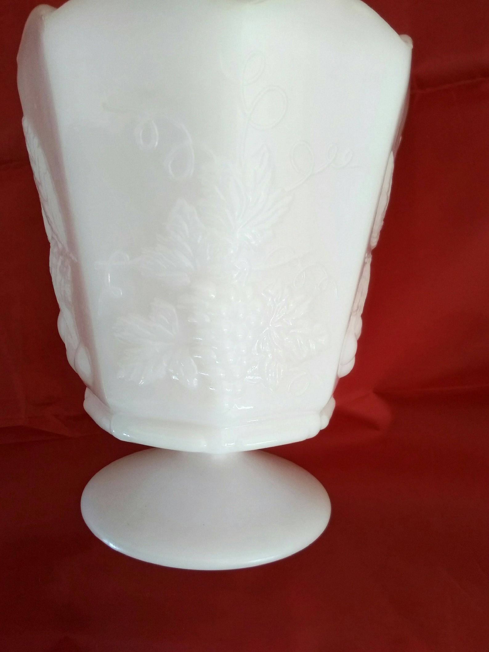 A Napco Ceramics 8 Sided Embossed White Milk Glass Vase or - Etsy