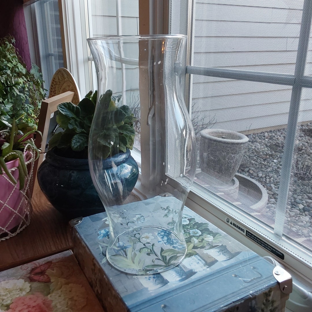 A Crystal Clear Glass 11.5 Tall Chimney for a Hurricane Lamp or Candle ...