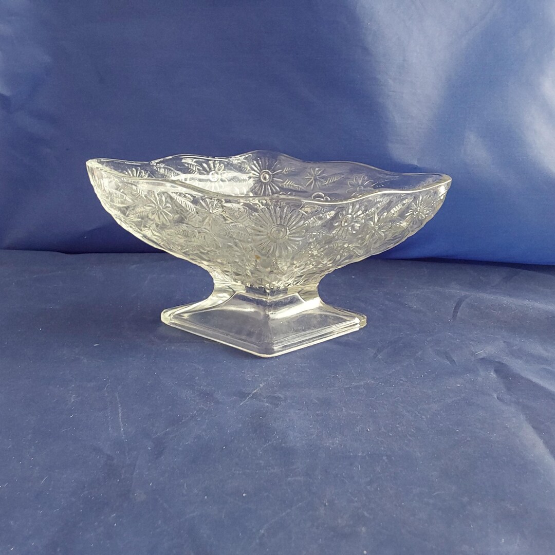 A Clear Glass Indiana Glass Diamond Shaped Candy Dish in a Pressed ...