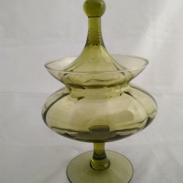Green Glass Compote - Etsy