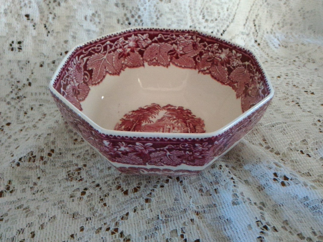 A Masons Ironstone 6.5" Wide Octagon Shaped Bowl in the Vista Pattern ...